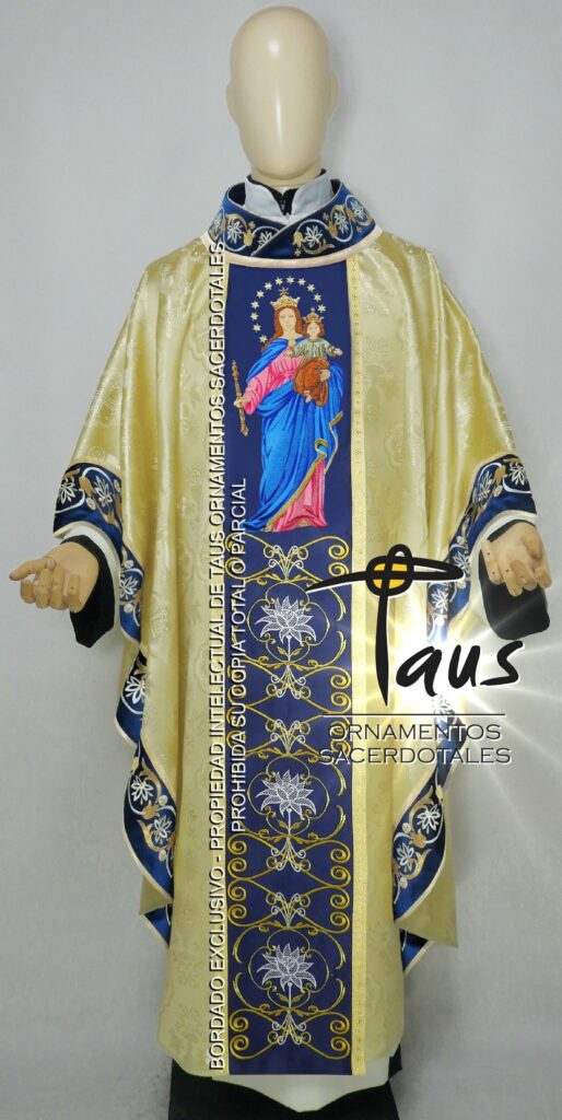 Casulla María Auxiliadora bordado -Taus Ornamentos Sacerdotales